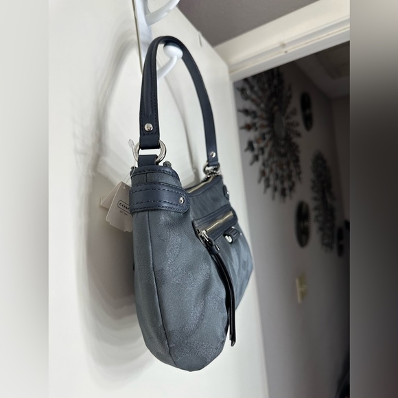 Coach | Bags | Coach Vintage Slate Blue Metallic Nylon Handbag | Poshmark